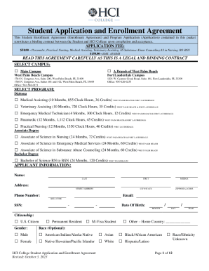 Fillable Online Enrollment Agreement Checklist - BPPE Fax Email Print ...