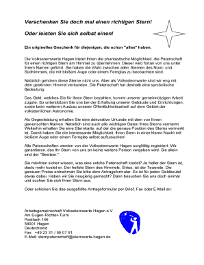 Ausfüllbar Online Verschenken Sie doch mal einen richtigen Stern! Oder ...