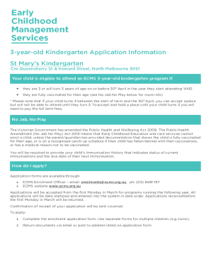 Fillable Online 3-year-old Kindergarten Application Information St Mary's ... Fax Email Print ...