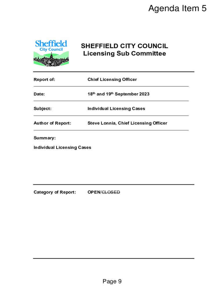 Fillable Online democracy sheffield gov Chief Licensing Officer Fax ...