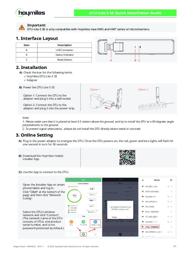Fillable Online DTU-Lite-S SE Quick Installation Guide Fax Email Print ...