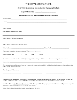 Fillable Online Class Registration Form 2022-2023 Fax Email Print ...