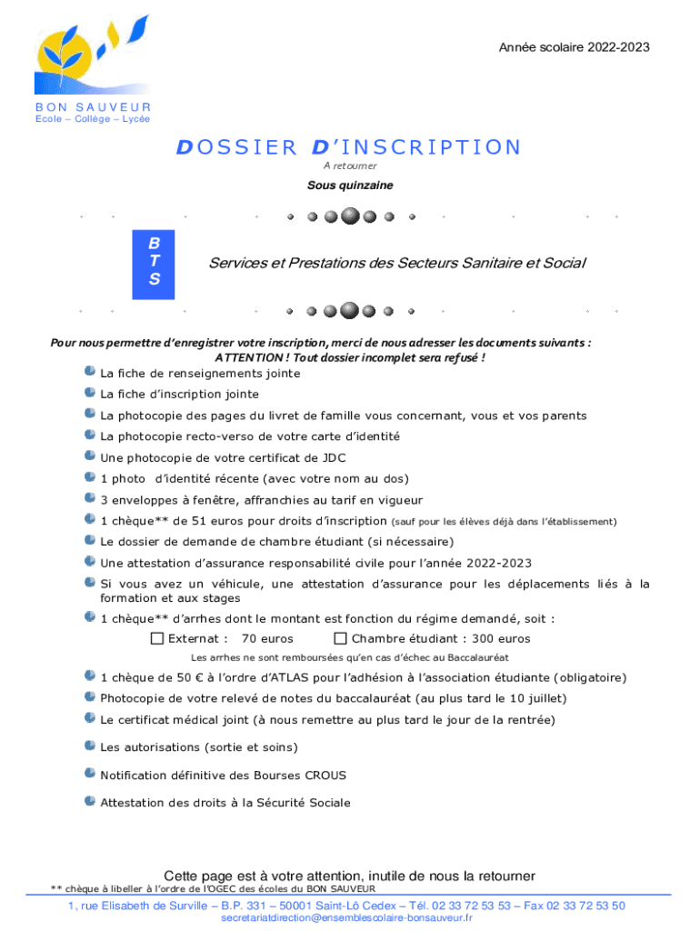 Remplissable En Ligne Le BTS SP3S services et prestations des secteurs ...