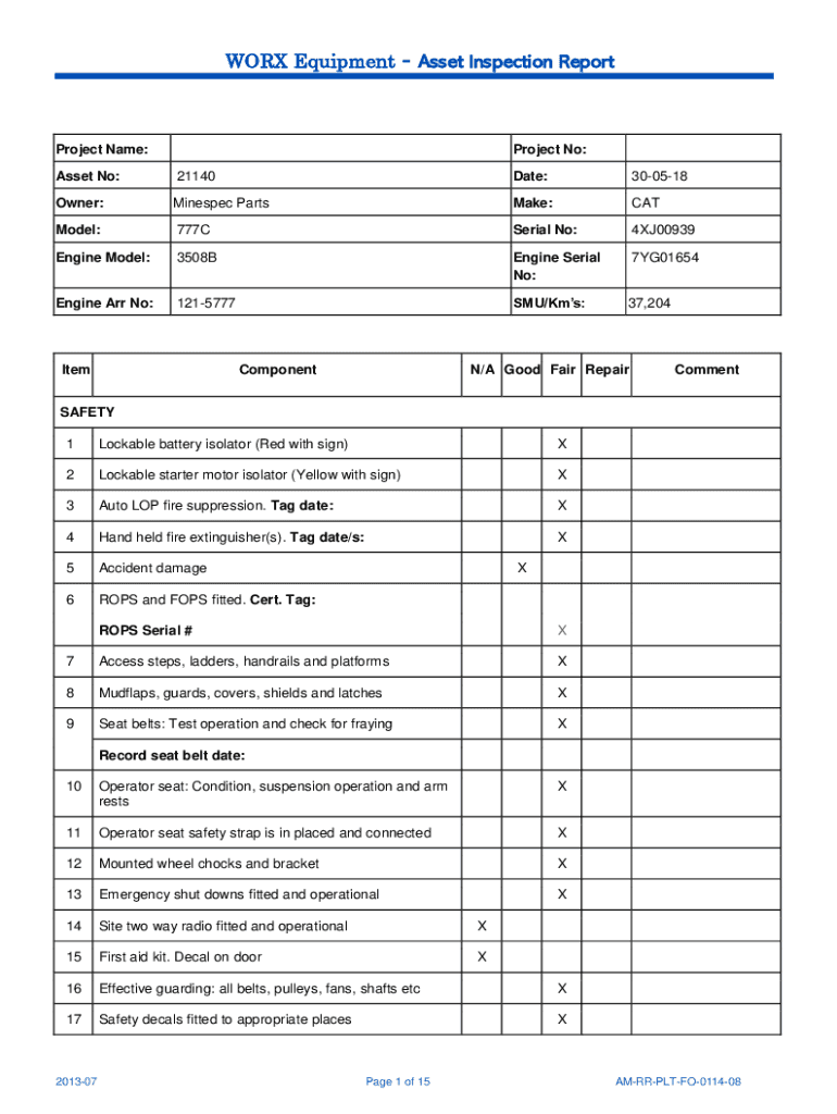 Fillable Online Asset Inspection Form Fax Email Print - pdfFiller