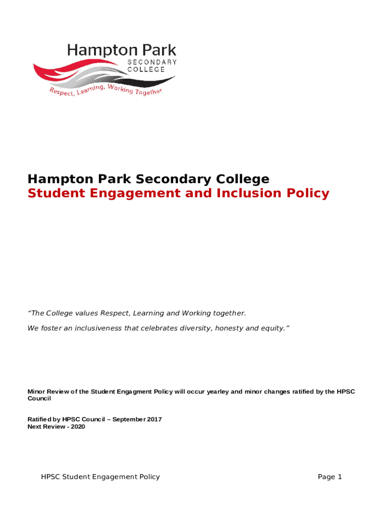 Hampton Park Secondary College - hpsc vic edu Doc Template | pdfFiller