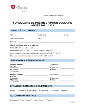 Remplissable En Ligne formulaire de pr-inscription scolaire anne 20212022 - ... Faxer Email ...