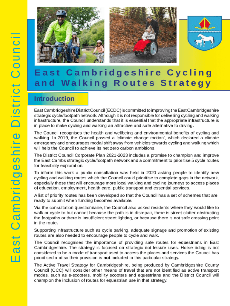 Fillable Online New cycling and walking routes strategy approved by ...