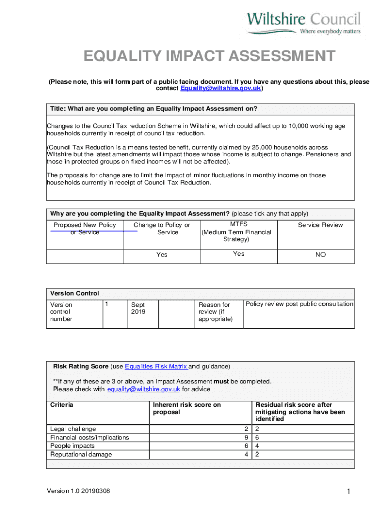 Fillable Online Equality Impact Assessment / Equality Analysis Fax ...