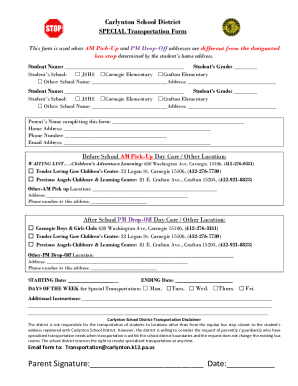 Fillable Online Transportation / Change Request Guidelines and Form Fax Email Print - pdfFiller