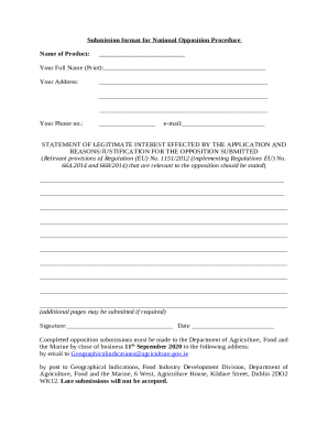 Submission at for National Opposition Procedure Doc Template | pdfFiller