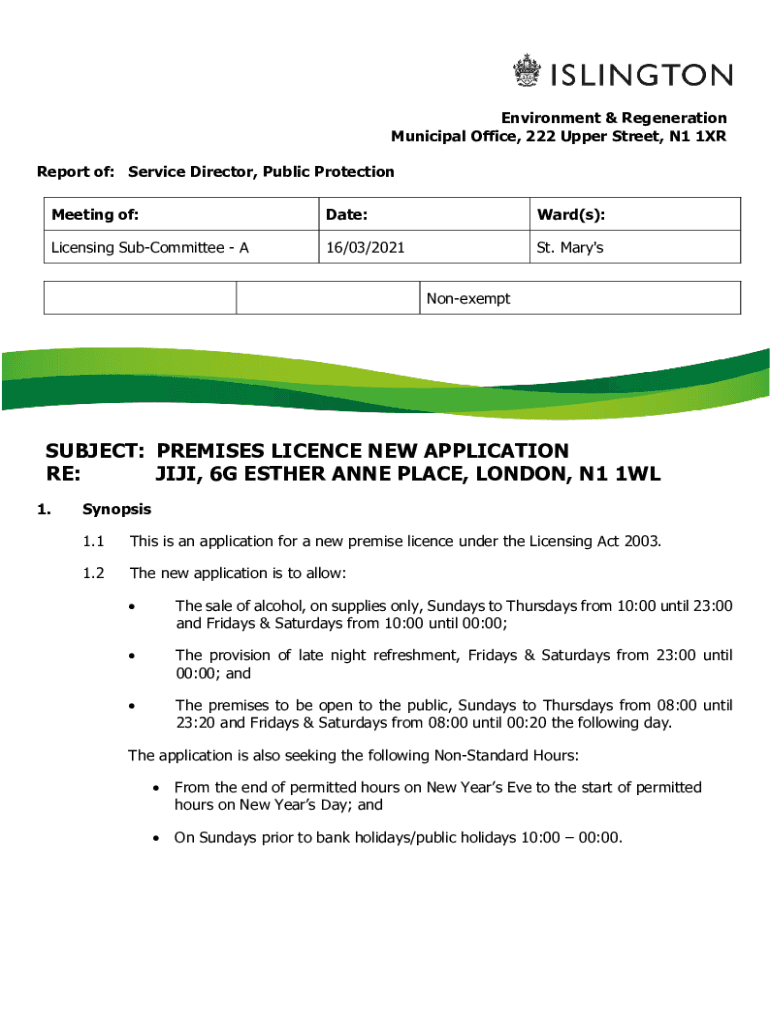 Fillable Online democracy islington gov Islington Council - Decision ...