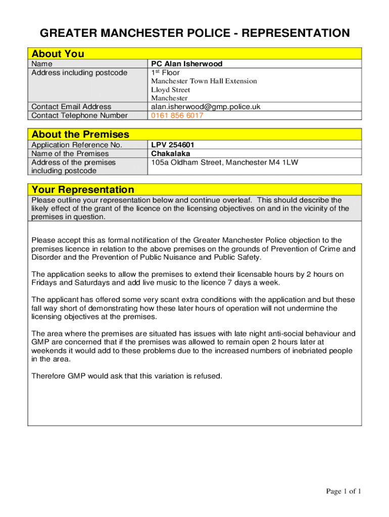Fillable Online 105a Oldham Street, Manchester M4 1LW Fax Email Print ...