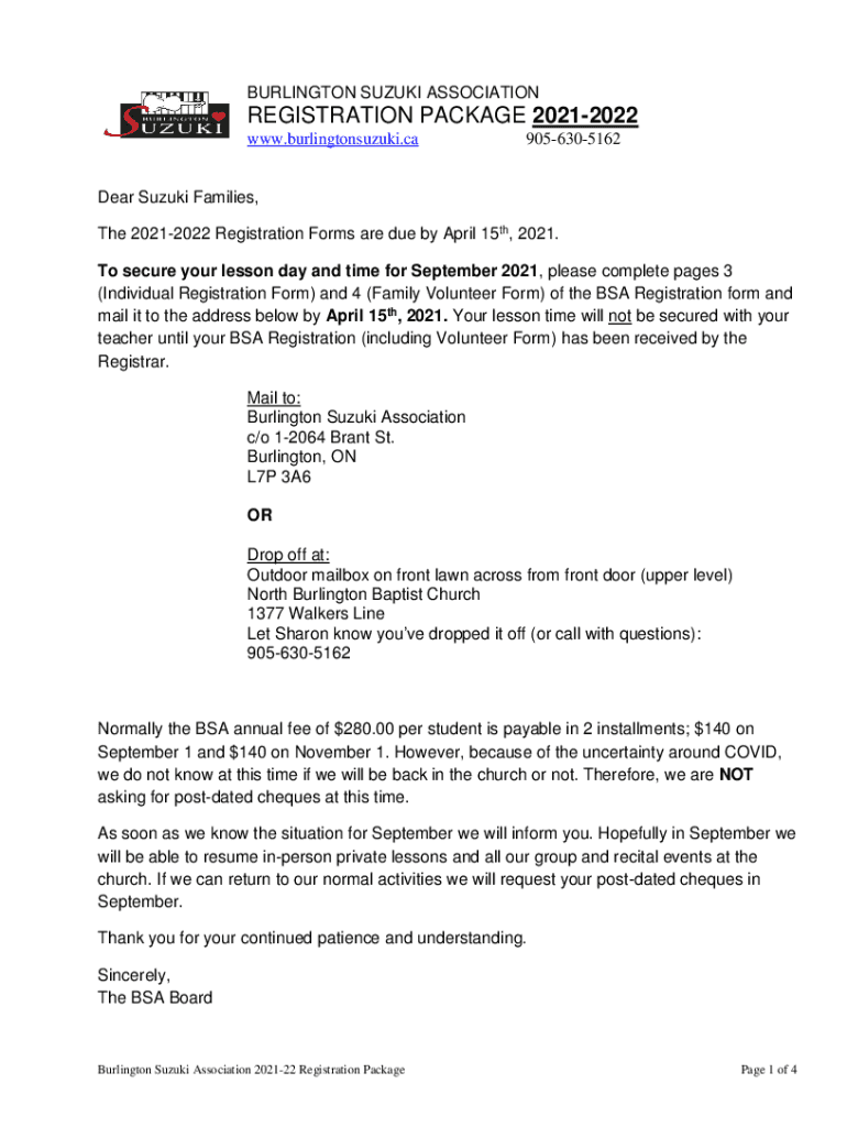 Fillable Online Burlington Suzuki School of Music - Burlington Suzuki ...