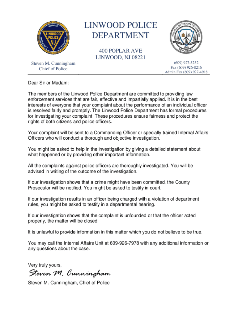 Fillable Online Prosecutor takes over N.J. police department after ...