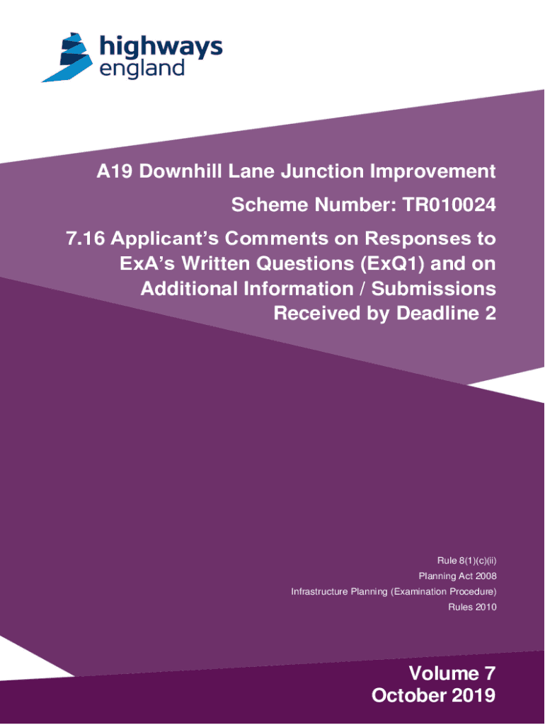 Fillable Online infrastructure planninginspectorate gov Downhill Lane Junction Improvement ...