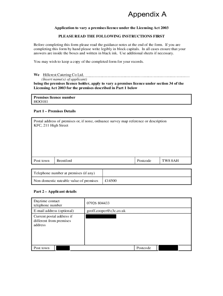 Fillable Online We Hillcrest Catering Co Ltd Fax Email Print - pdfFiller