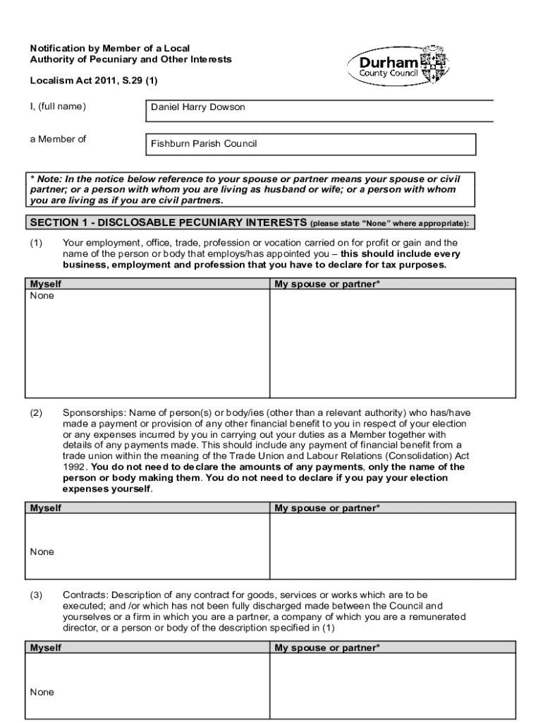 Fillable Online Register of Interests Form.docx Fax Email Print - pdfFiller