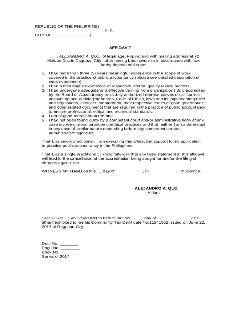 Affidavit I, MANUEL PEDRO, of Legal Age, Filipino Citizen ... Doc ...