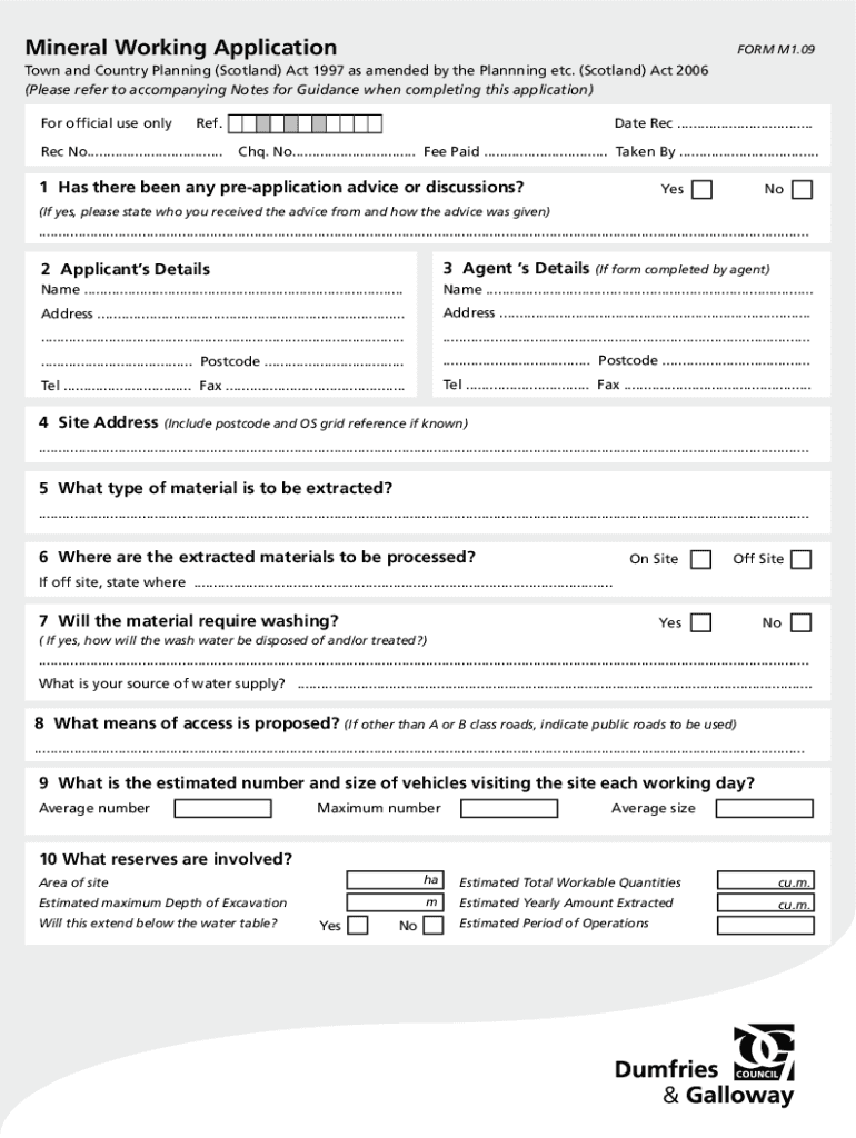 Fillable Online Review of old mineral permissions appeals: form and ...