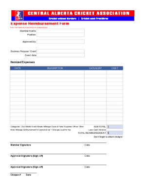 Fillable Online NVF Expense Reimbursement form Fax Email Print - pdfFiller