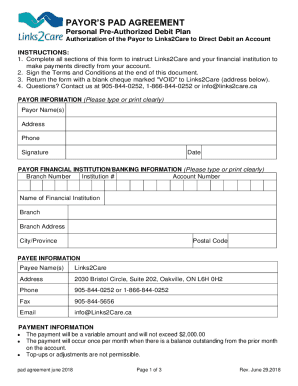 Fillable Online PAD Document-5.pdf - Payor's PAD Agreement Personal ...