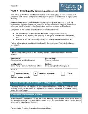 Fillable Online Initial Equality Screening Assessment Form - PART A Fax ...