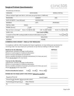 Fillable Online PATIENT INTAKE FORM - Surgical Fax Email Print - pdfFiller