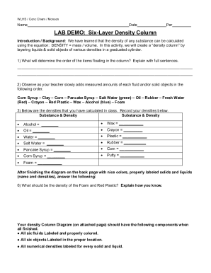 Fillable Online Spent the morning making a six layer density column ...