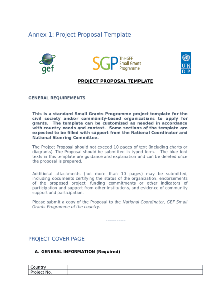 Annex 1: Project Proposal Template Doc Template | pdfFiller