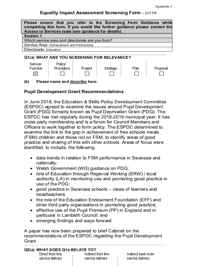 Fillable Online democracy swansea gov Integrated Impact Assessment ...