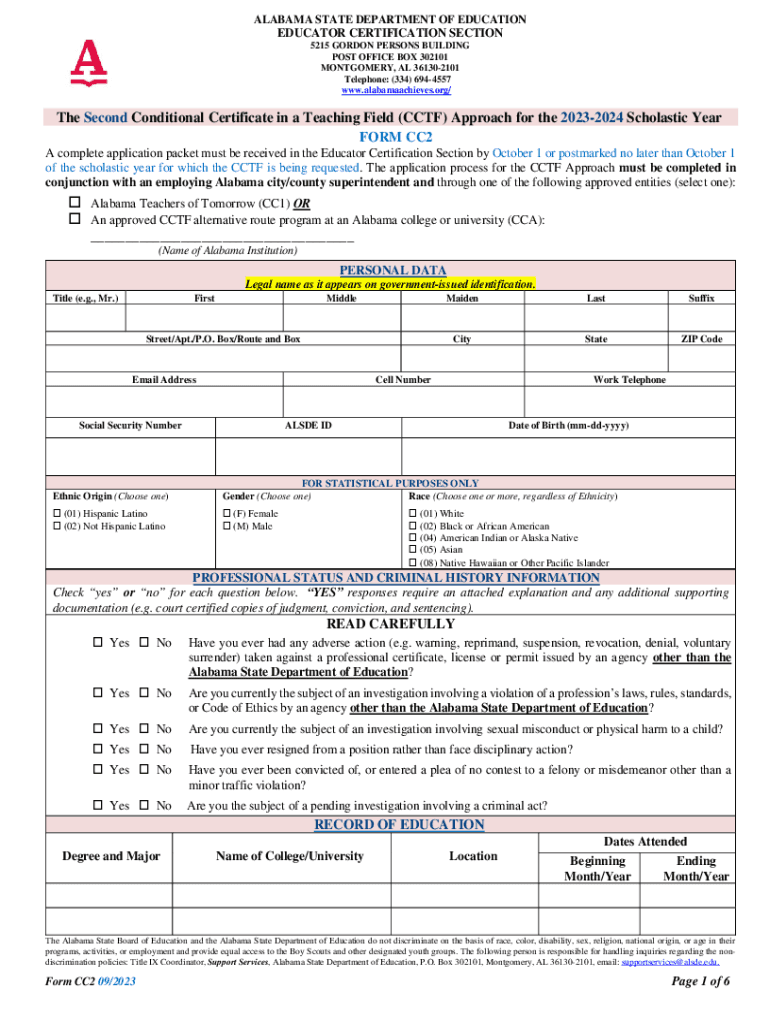 Fillable Online Form CC1 First Conditional Certificate Fax Email Print ...