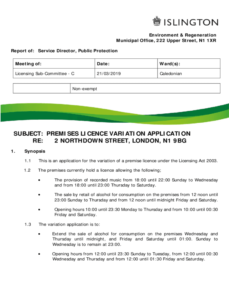 Fillable Online democracy islington gov 2 Northdown Street, London, N1 ...