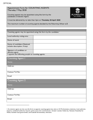 Fillable Online Appointment Form for Counting Agent Fax Email Print ...