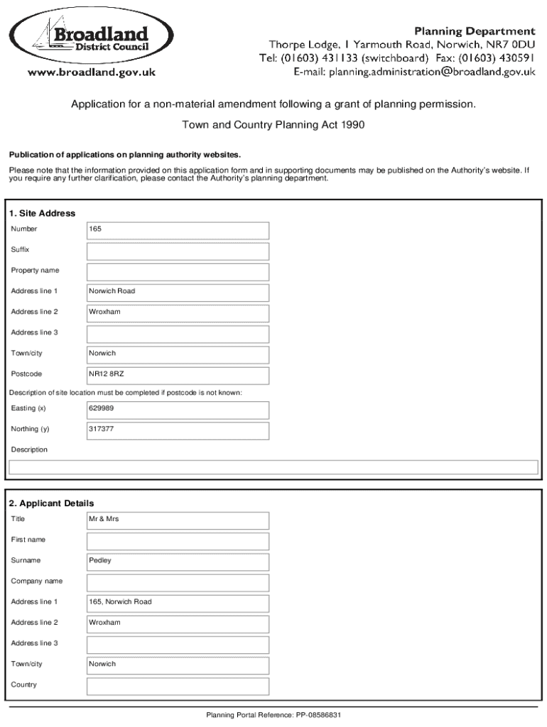 Fillable Online secure broadland gov Ms Amy Tyrell 10 Stepping Lane Norwich NR1 1PE Date ... Fax ...