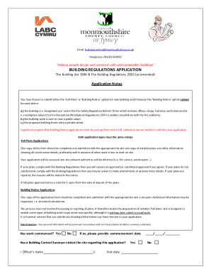 Fillable Online Building Control (Building Regulations) - Monmouthshire ...