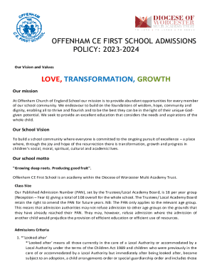 Fillable Online OFFENHAM CE FIRST SCHOOL ADMISSIONS Fax Email Print ...