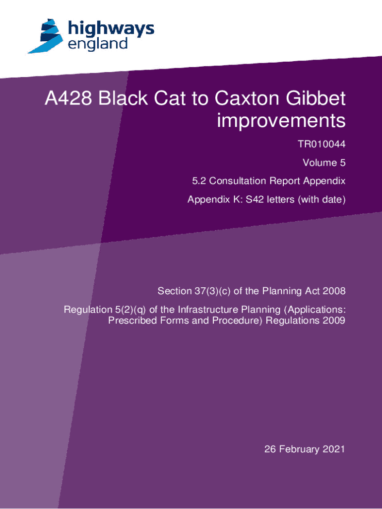 Fillable Online infrastructure planninginspectorate gov A428 Black Cat to Caxton Gibbet ...