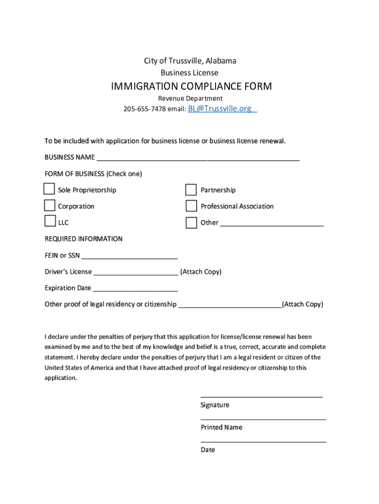 Fillable Online IMMIGRATION COMPLIANCE FORM Fax Email Print - pdfFiller