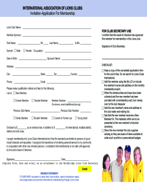 Fillable Online Lions Club Membership Application Form PDF Fax Email Print - pdfFiller