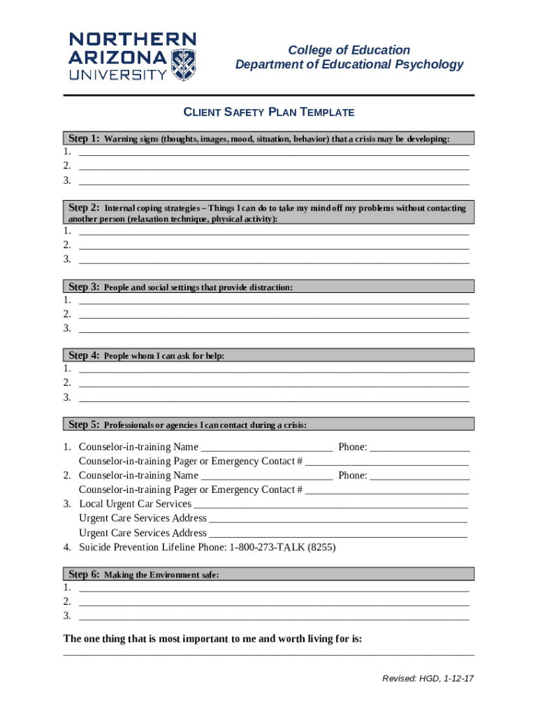 Client Safety Plan Doc Template | pdfFiller