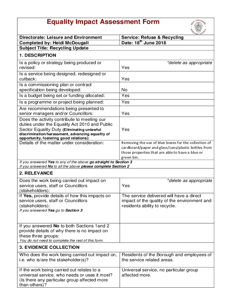 Fillable Online democracy westlancs gov Record of Equality Impact ...
