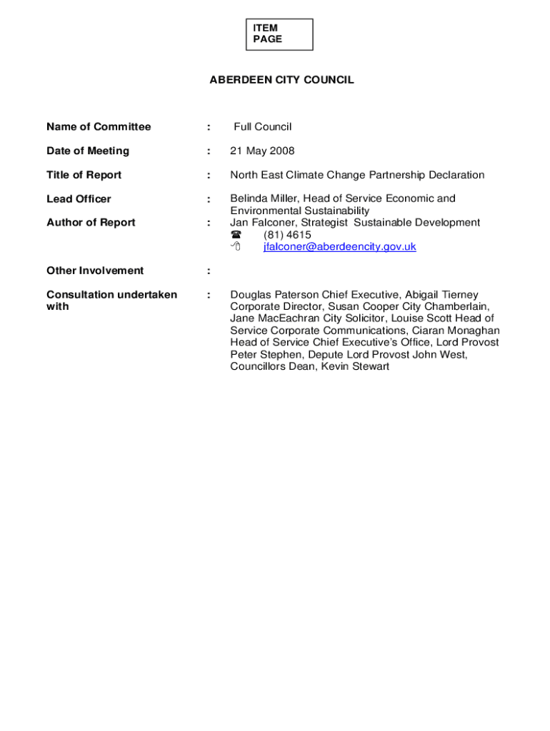 Fillable Online committees aberdeencity gov Belinda Miller - Former Local Government Head of ...