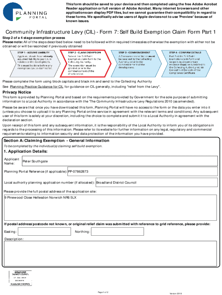 Fillable Online secure broadland gov Community Infrastructure Levy (CIL ...
