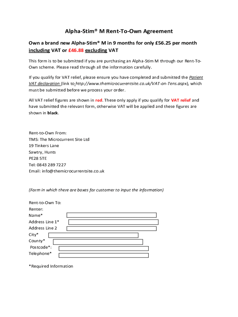 Fillable Online 23 Printable Rent To Own Agreement Forms and Templates ...