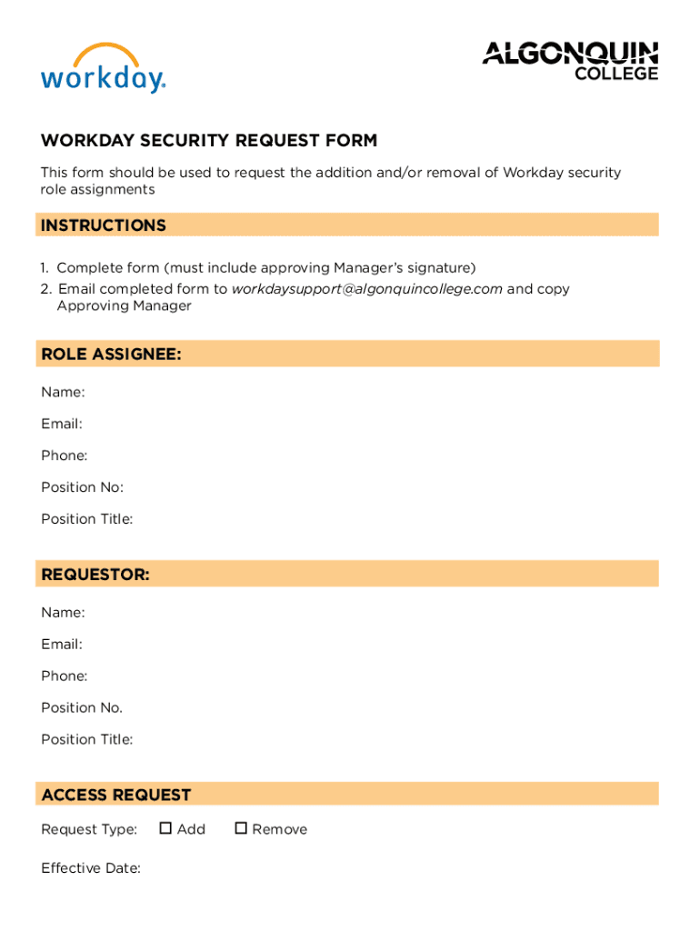 Fillable Online SECURITY ROLE REQUEST FORM (Non-Academic) Fax Email ...