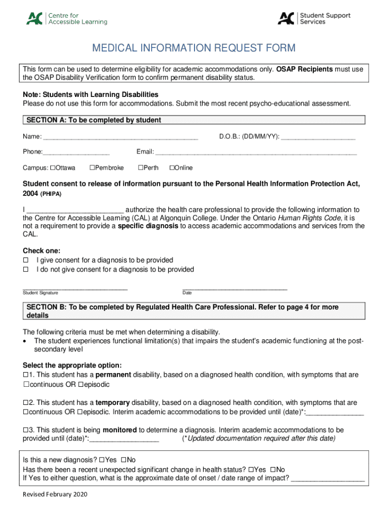 Fillable Online Accommodation Documentation Form Fax Email Print ...
