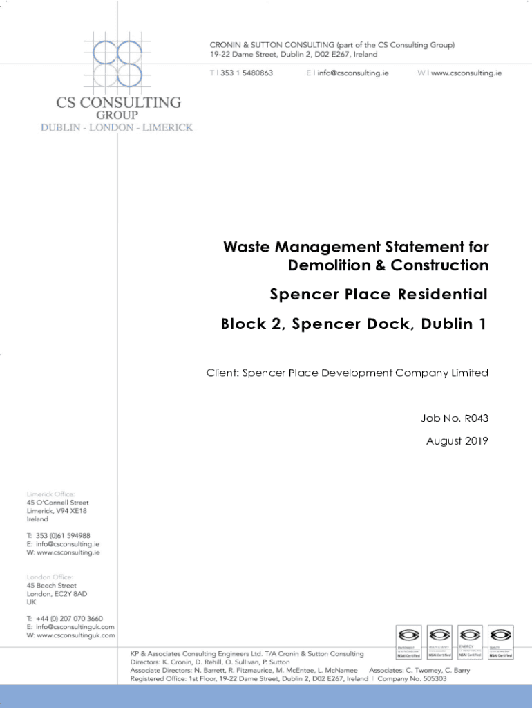 Fillable Online Waste Management Statement for Demolition ...