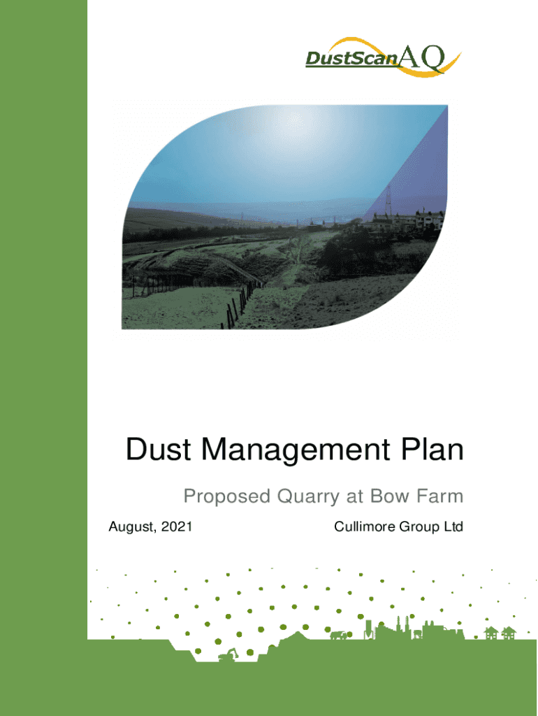 Fillable Online Dust Management Plan. Proposed Quarry at Bow Farm Fax ...