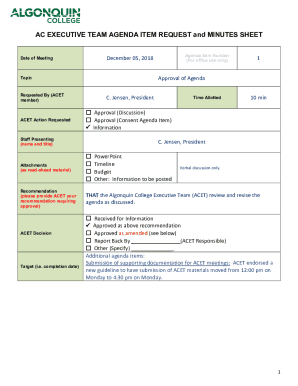 Fillable Online Meeting Agenda, Attendance & Follow Up Template Fax ...