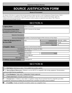 Fillable Online Sole Source Justification Form - State Library of ...